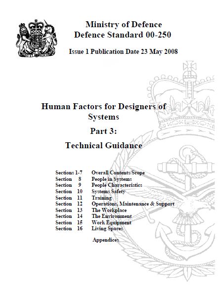 MoD- Human Factors for Designers of Systems Part 3 Technical Guidance | SE Goldmine